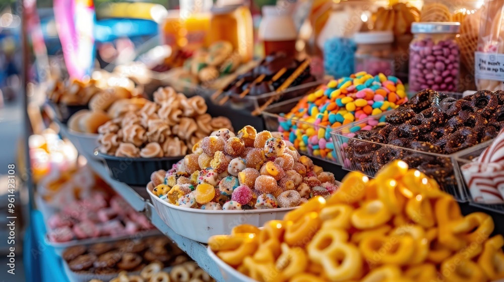 A detailed view of a food stall at a school festival, showcasing ...