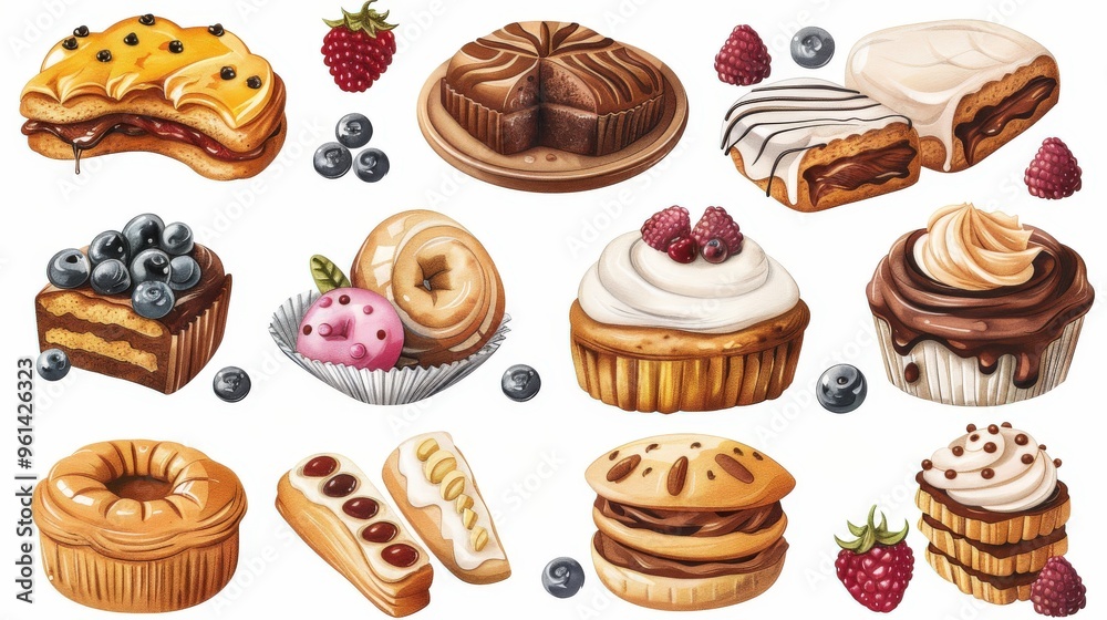An infographic showing different types of baked goods available at a ...