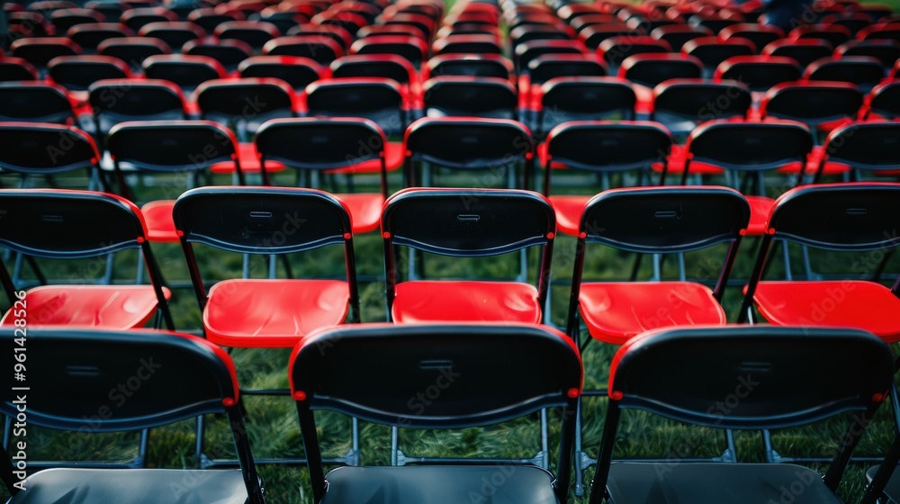 A detailed view of graduation ceremony seating arrangements with ...