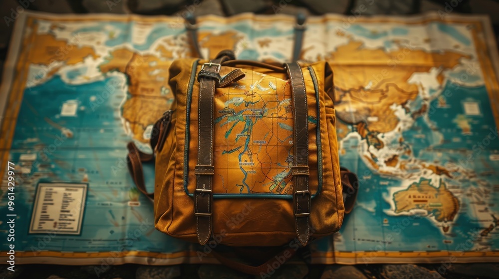 A close-up of a travel map with marked destinations and notes, with a ...