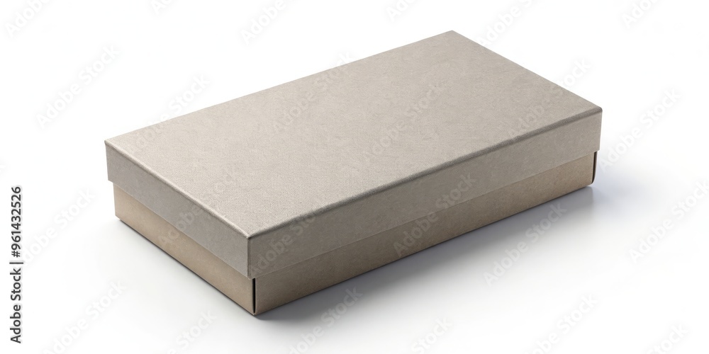 * Realistic mockup of a thin cardboard box package in a sleek grey ...