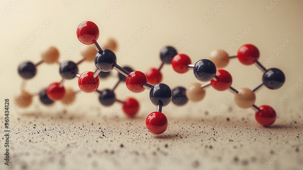 elegant molecular structure of amino acid rendered in bold minimalist ...