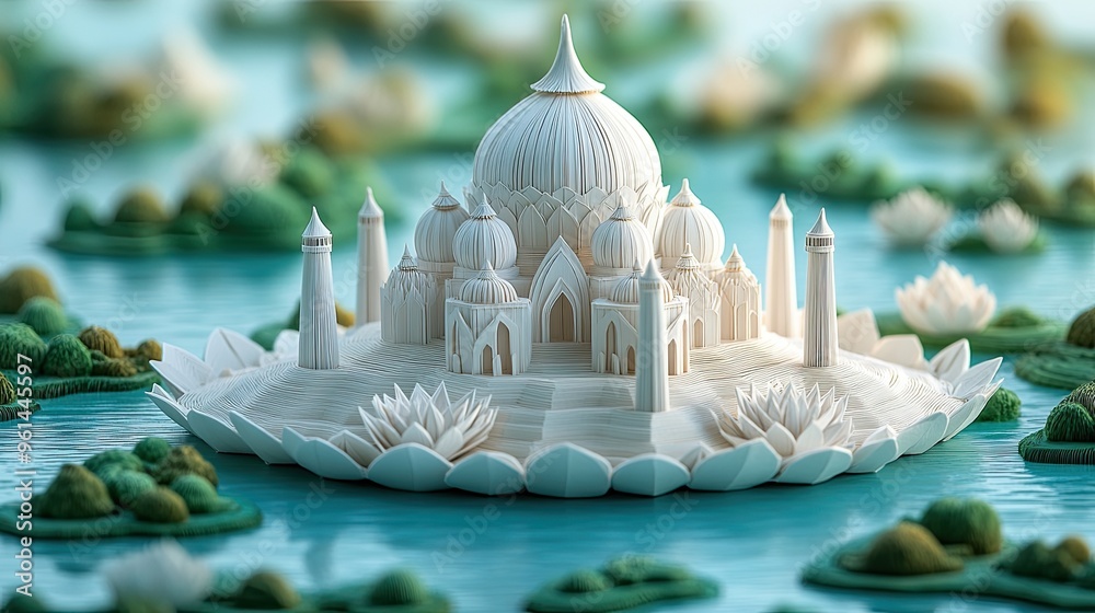 29. A 3D paper cut art of the Lotus Temple in India, with its unique ...