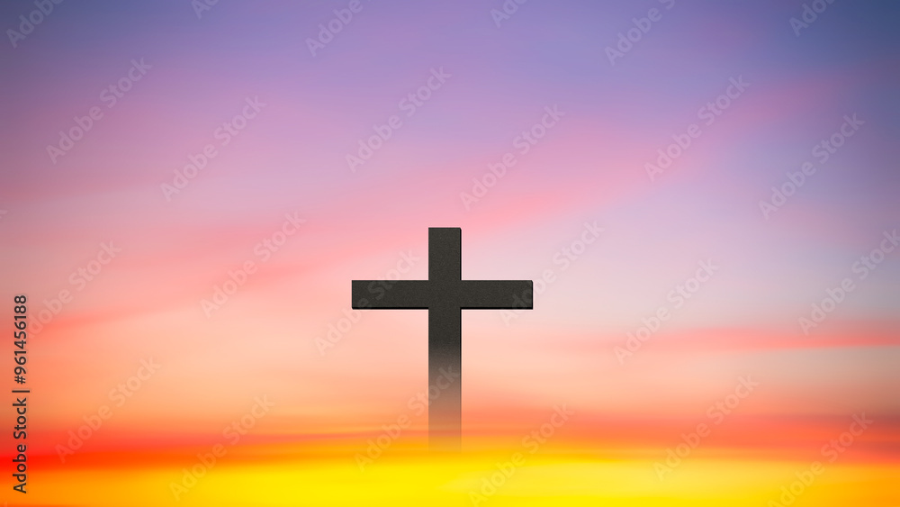 Cross christian god religion on sunset background, jesus church worship ...