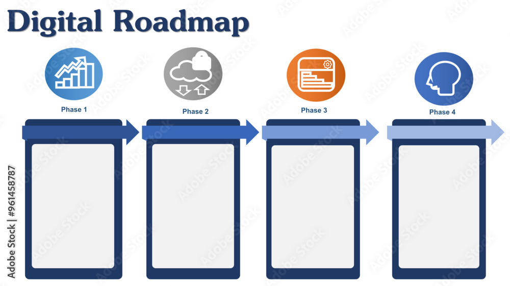 Vetor de Blue style professional slide Digital transformation roadmap ...