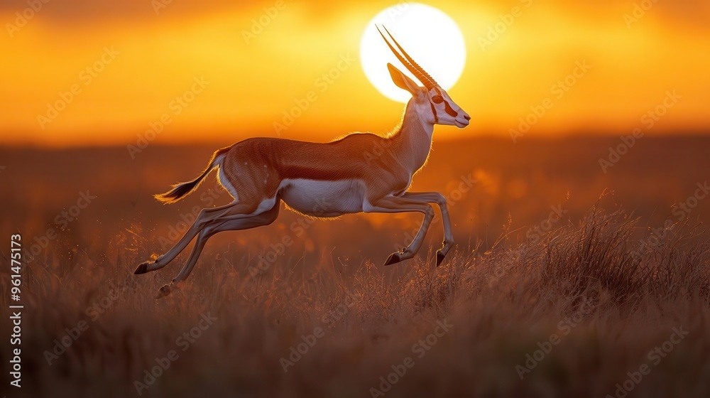 majestic springbok leaping gracefully across sundrenched african ...
