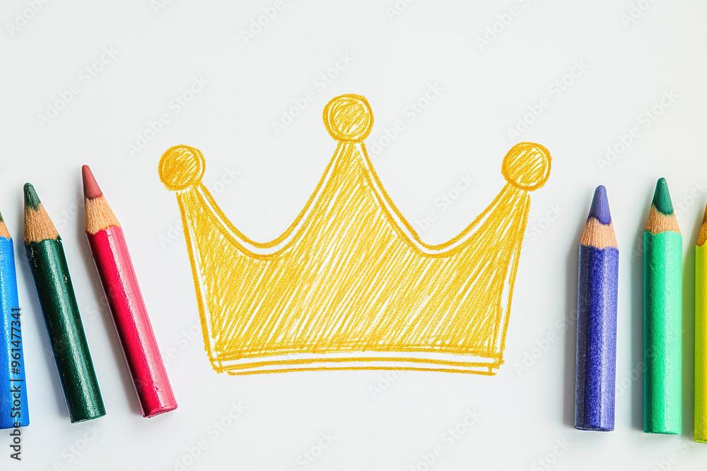 Hand-Drawn Cute Yellow Crown Illustration with Simple Lines Made with ...