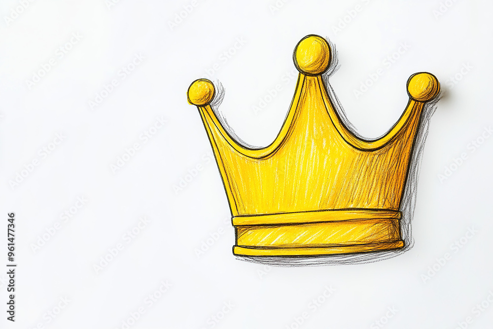 Hand-Drawn Cute Yellow Crown Illustration with Simple Lines Made with ...