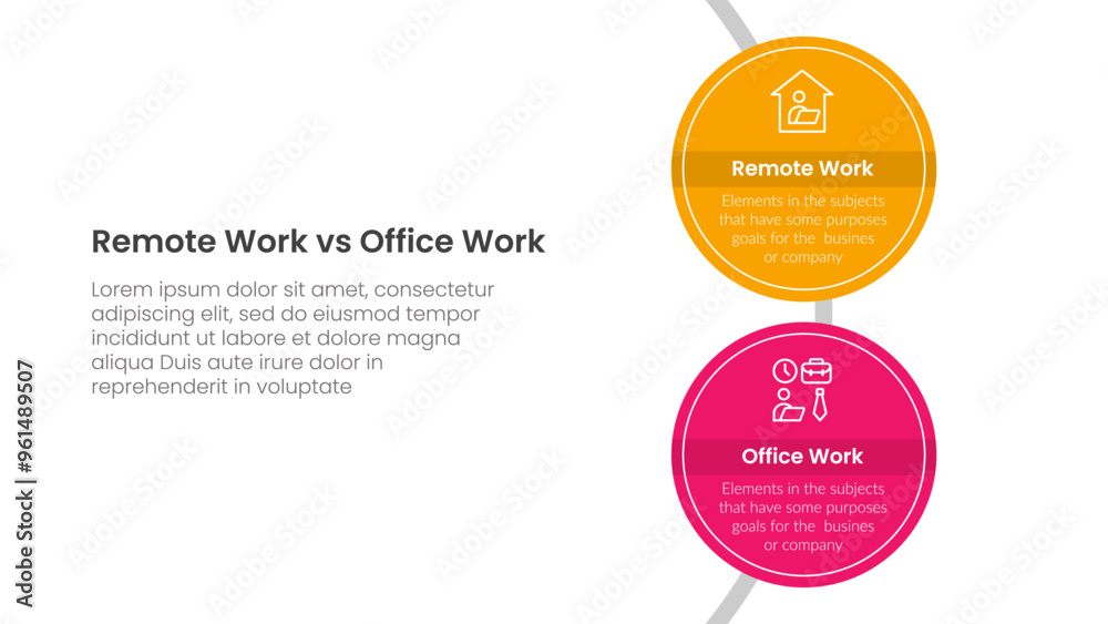 remote work vs office work comparison concept for infographic template ...