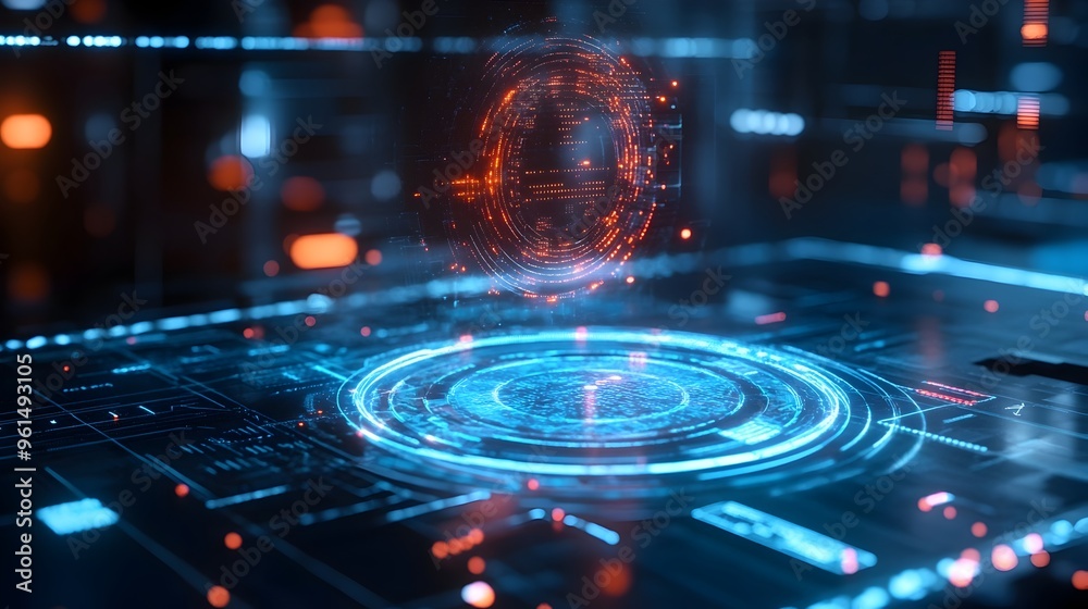 Holographic Digital Asset Tracking System Featuring A Modern Dashboard Interface With Real Time