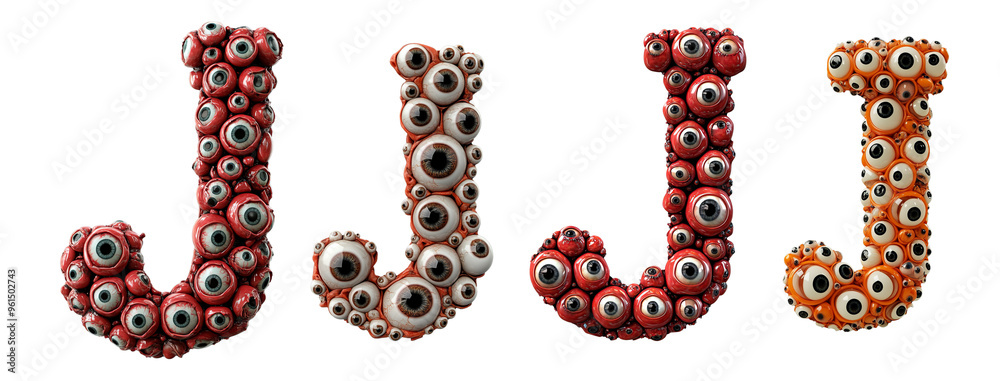 3D style halloween horror eyeball font. Letters made from monster eyes ...