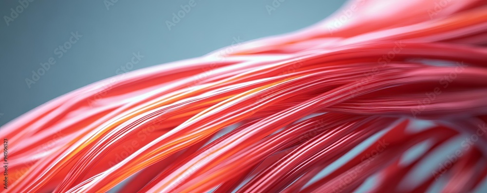 Muscle tension, fibers under load with visible strain, physiology theme ...