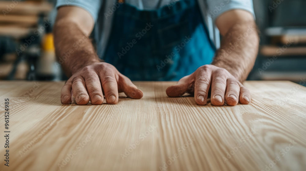 Carpenter assembling a custom wooden cabinet using traditional joinery ...