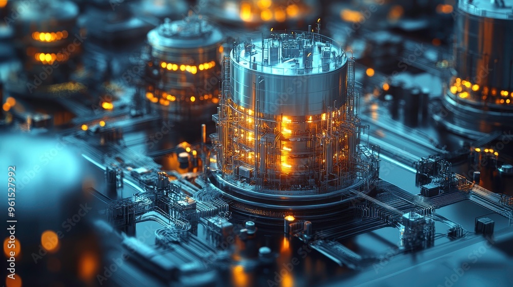 Depiction of control rods managing energy in nuclear fission reactors ...
