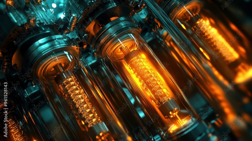 Depiction of control rods managing energy in nuclear fission reactors ...