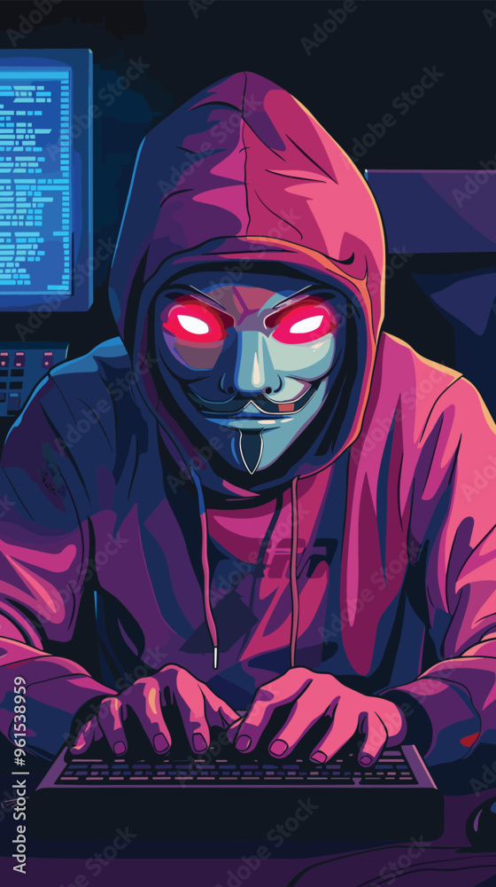 Funny Hacker in Mask Steals Information Through Online Scams, Malware ...