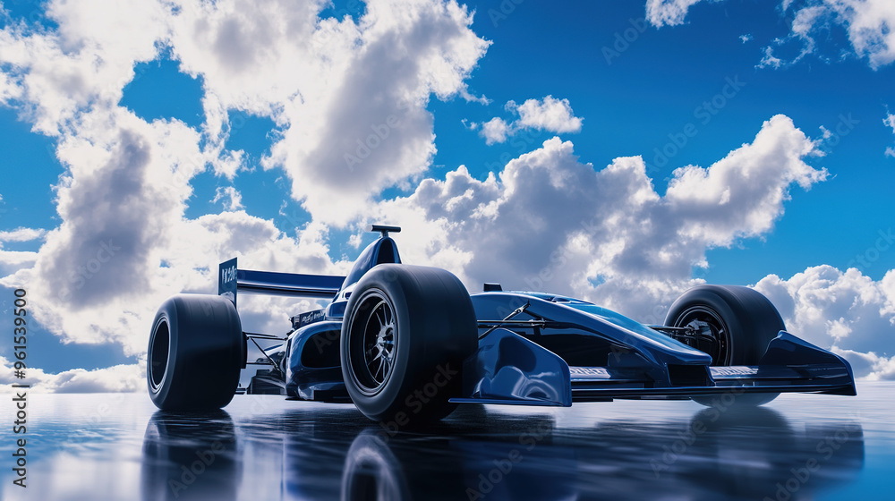 Dynamic background featuring a Formula car racing against a dramatic ...