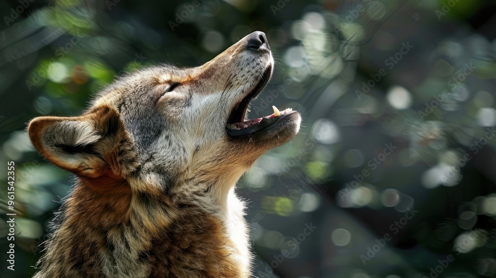 Wild animals showcasing emotions, a wolf howling with its head tilted ...