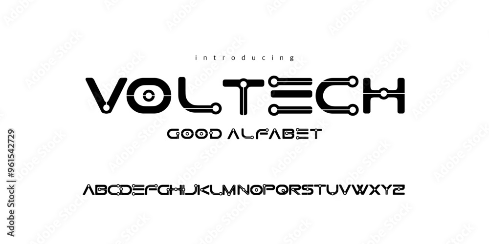 Voltech is font Digital technology Minimal modern alphabet fonts ...
