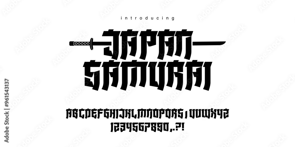 Japan Samurai is Perfect Asian Japanese modern style vector type font ...