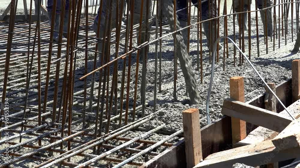 High Rise Concrete Pouring at Future Apartment Building at Construction ...