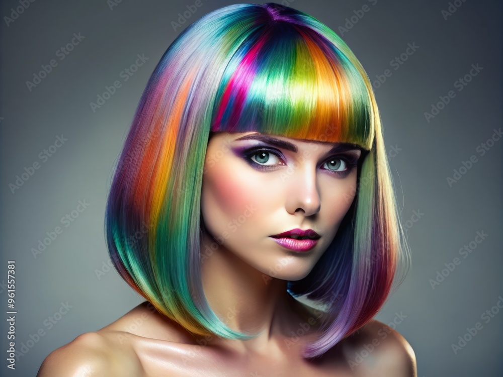 Photo & Art Print A daring blend of colors and cuts, iridescent hair ...