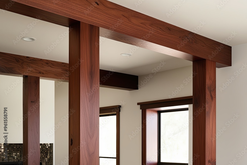 Distinctive Natural Hardwood Beam Design Featuring Rich Deep Brown ...