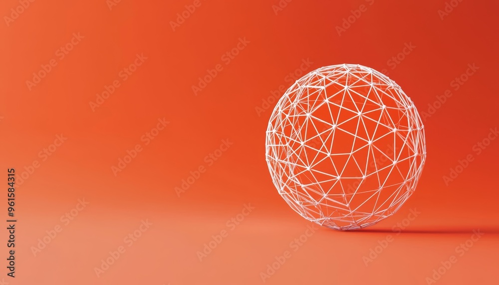 Bright orange digital grid shaping a spherical earth top view ...