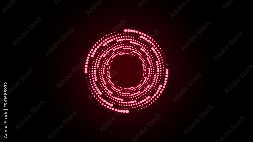 Glowing red light ring. Futuristic loading circles and dots animation ...