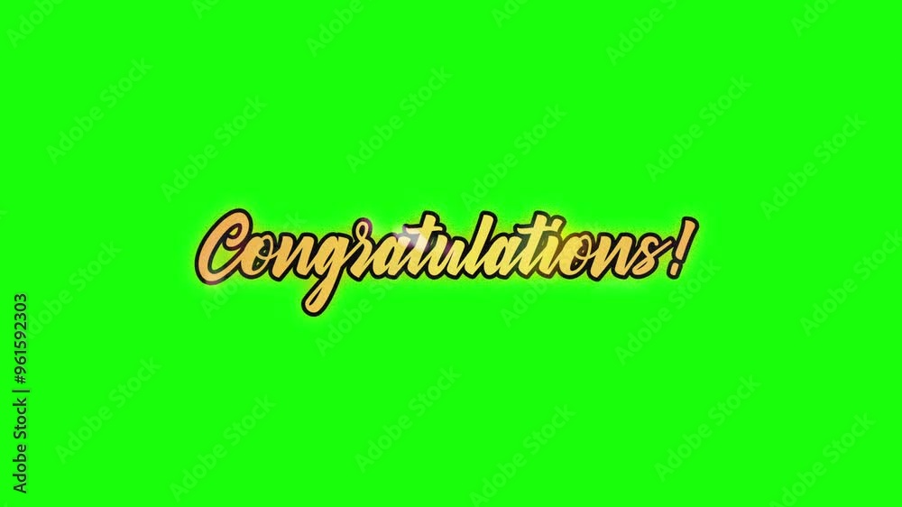 Congratulations hand drawn lettering animated gold text on green screen ...