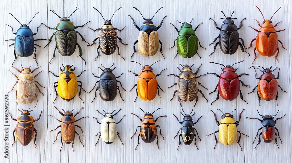 3. A collection of different bugs displayed on a gradient pastel ...