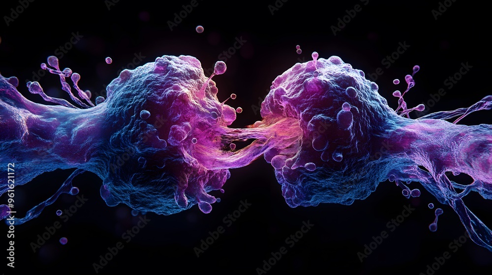 Single Cell Division Close-Up A single cancer cell splitting into two ...