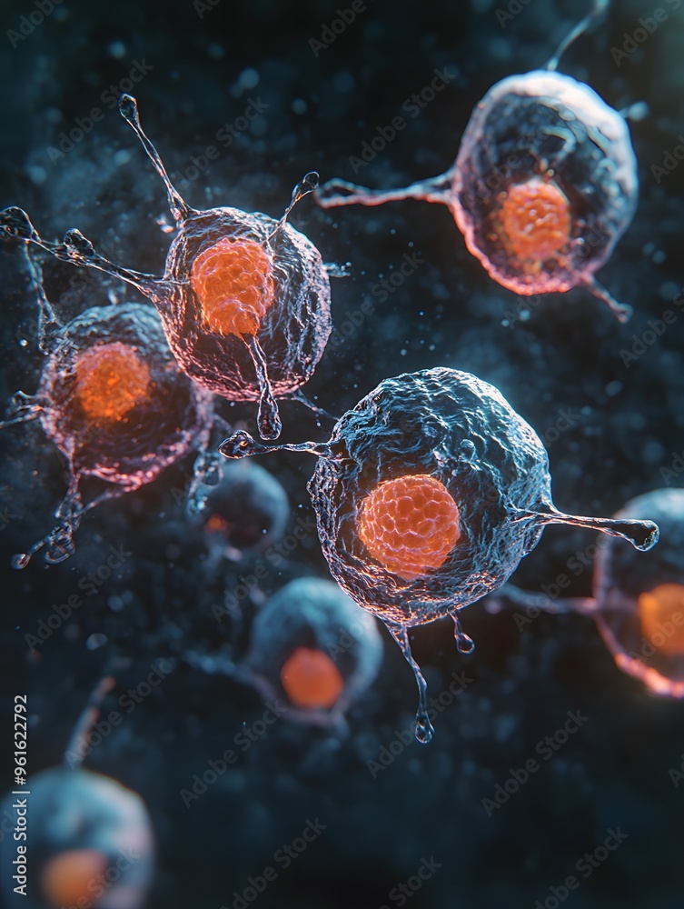 Cluster of Cells Dividing A small cluster of cancer cells in the ...
