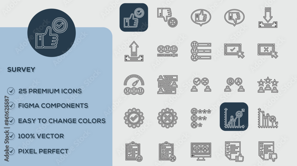 Vetor de Survey Icons set. Vector illustration in modern thin line ...