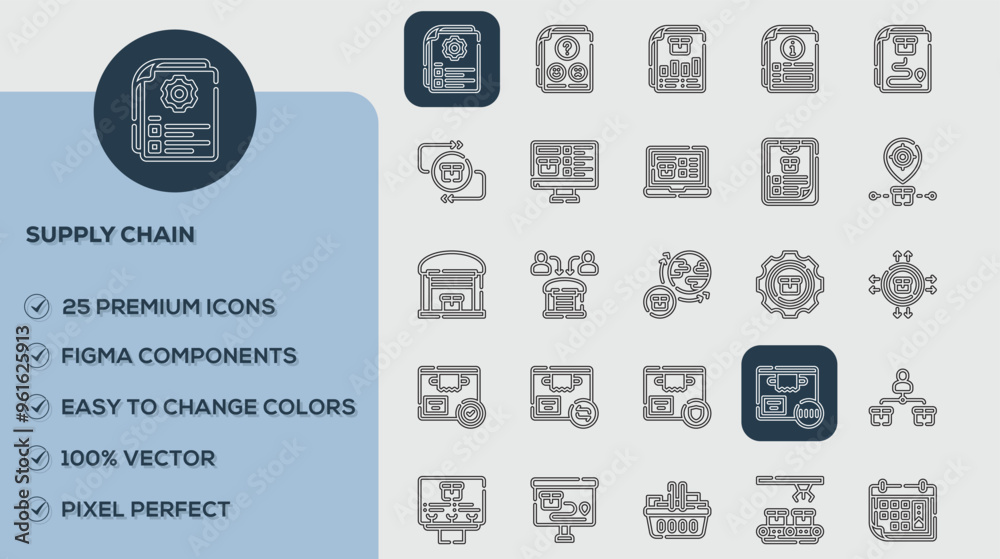 Supply Chain Icons set. Vector illustration in modern thin line style ...