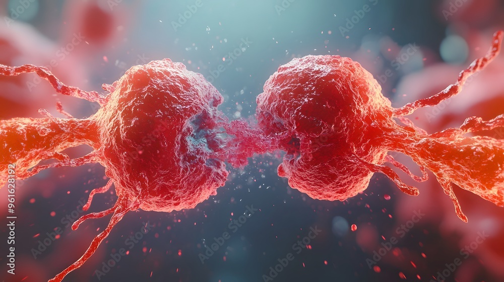 Cell Nucleus Splitting A detailed view of a cancer cell nucleus as it ...