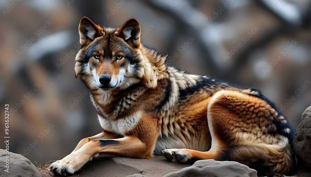 Ethiopian wolf resting in the stunning Bale Mountains, showcasing the ...