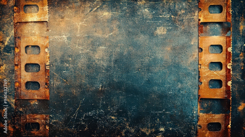 Vintage filmstrip frame with weathered textures and rusted edges ...