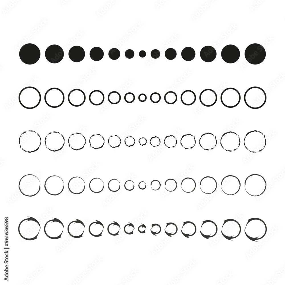 Vector circle elements. Varying circle sizes. Circular shape ...