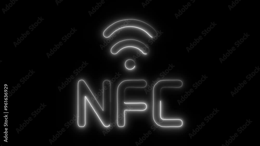 Neon NFC Icon Video HD - Glowing Wireless Communication Symbol with NFC ...