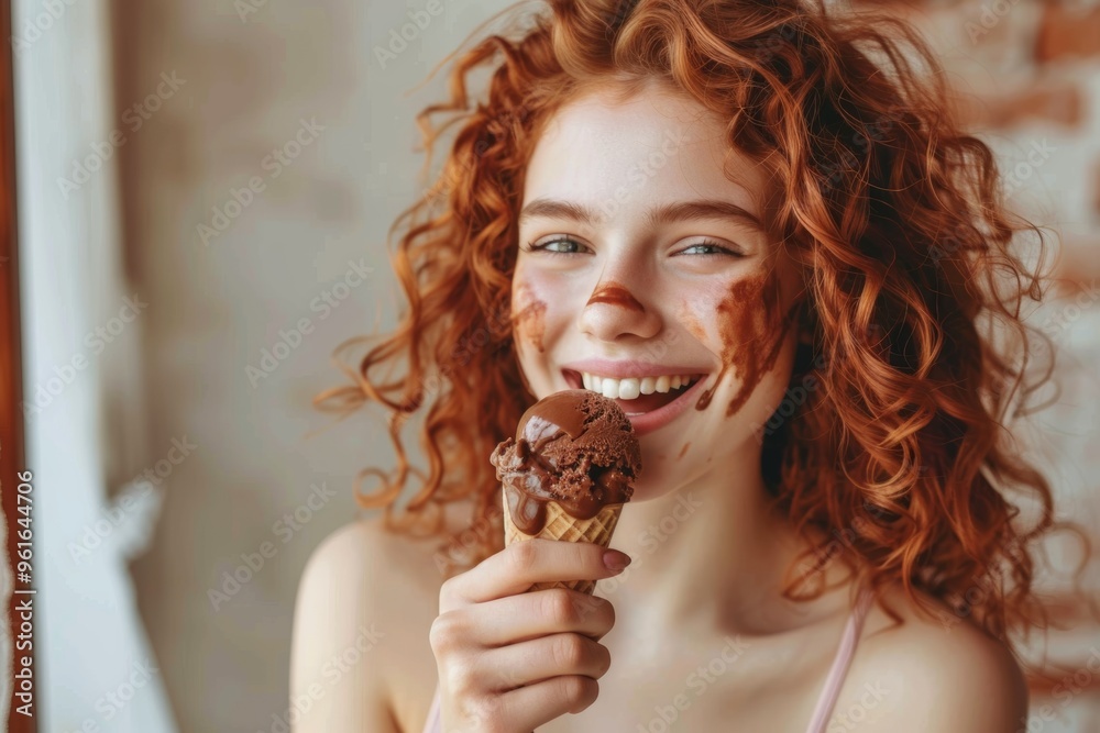 Animated redhead teen embracing her carefree personality. Candid moment capturing redhead girl's ...