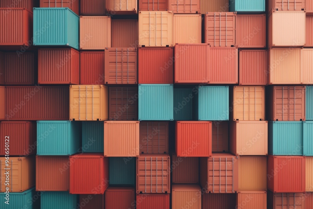 An Intriguing Mosaic of Vibrant Shipping Containers Stacked In A ...
