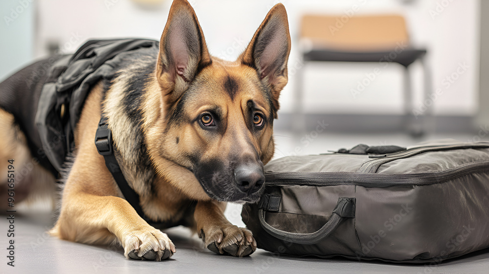 dog sniffing checking luggage search searching drug check canino k9 ...
