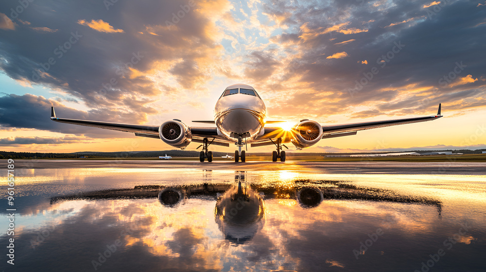 transport sunrise water sunset airliner business air jet sky flying ...