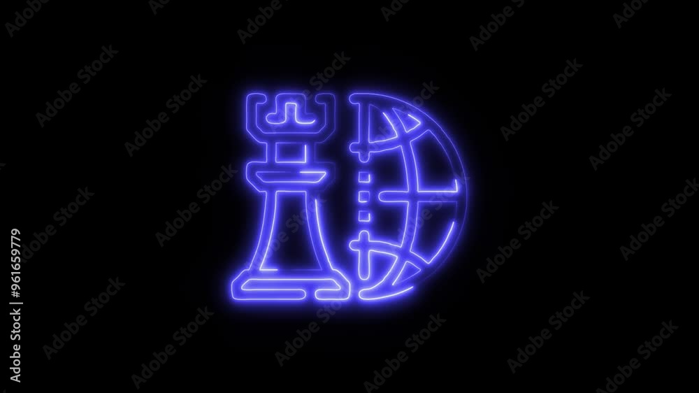 Neon Strategy Icon Video HD - Glowing Plan Symbol with Chess Piece and ...