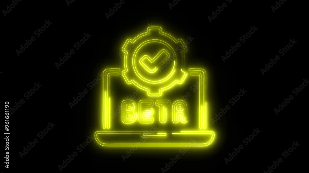 Neon Beta Testing Icon Video HD - Glowing Experimental Symbol with Test ...