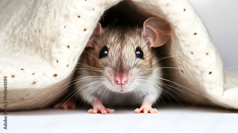 hidingher mouse little muzzle rat animal white background pest rodent ...