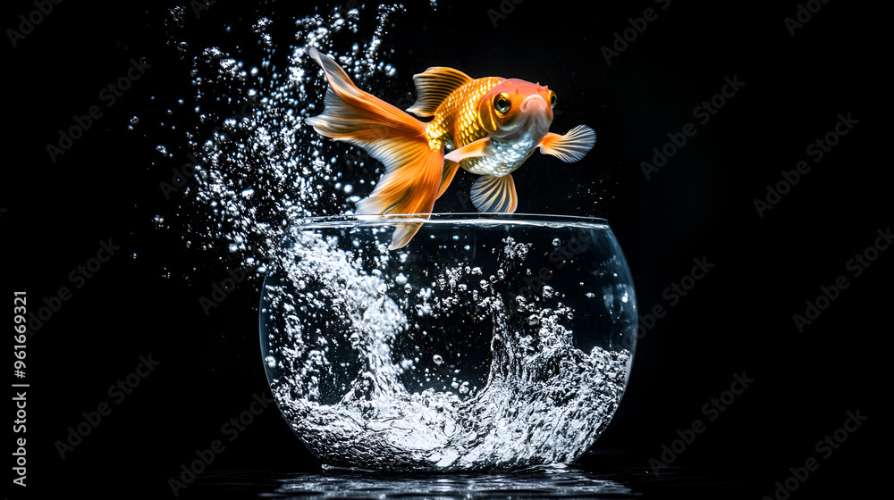 gold fish fishbowl glasses bowl water animal aquarium concept white ...