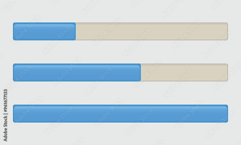 Blue progress bar icons for web interface. Progress indicator or ...