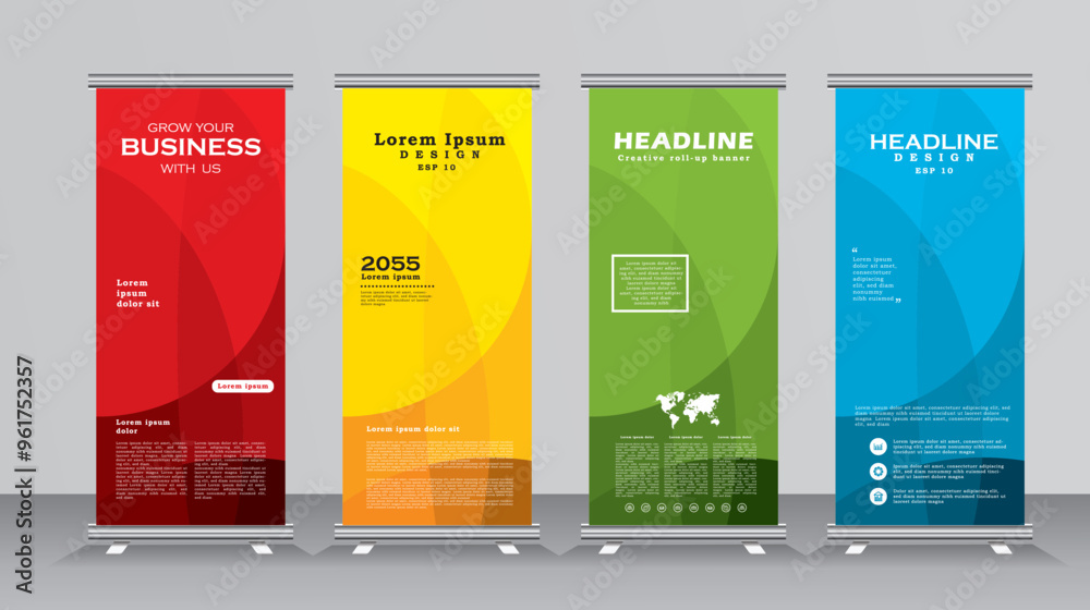 Abstract Roll up banner template set. stand banner layout ...
